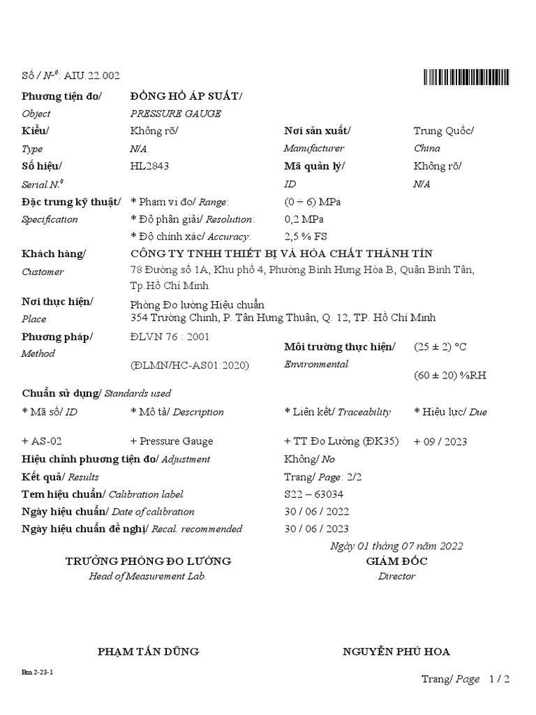 AIU.22.002 ĐỒNG HỒ ÁP SUẤT | PDF