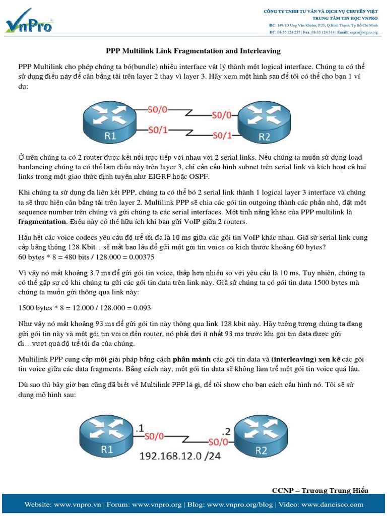 PPP Multilink Link Fragmentation and Interleaving | PDF