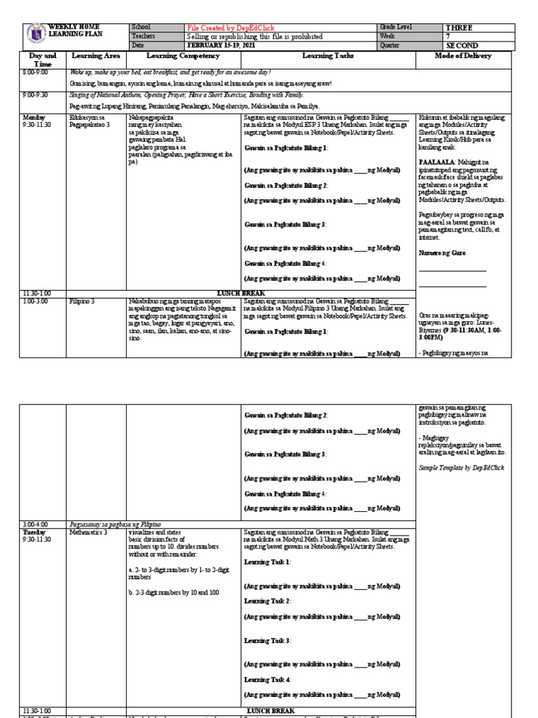WHLP - Grade 3 (Q2 Week 7) | PDF