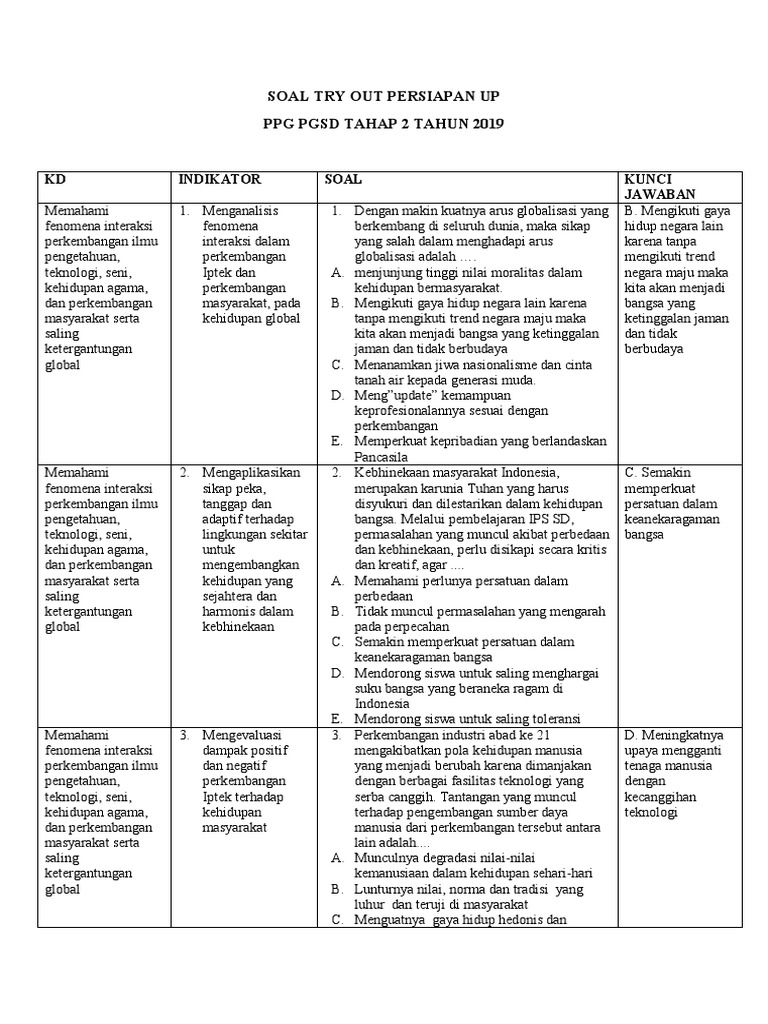 Revisi-Soal Try Out Pendalaman Materi Tahap 3 TH 2019 | PDF
