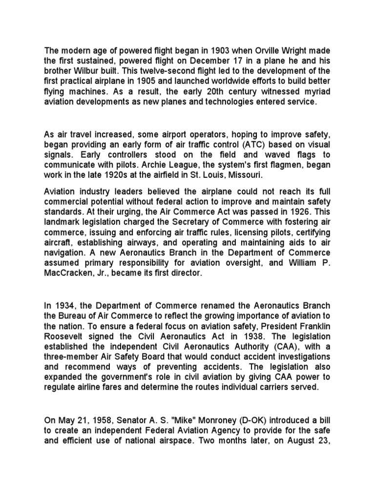 History of FAA | PDF | Federal Aviation Administration | United States ...