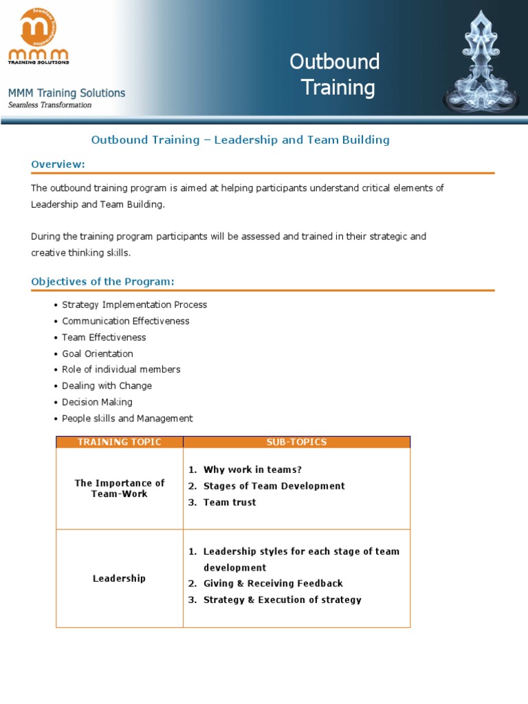 Outbound Training for Leadership & Teams | PDF | Leadership | Communication