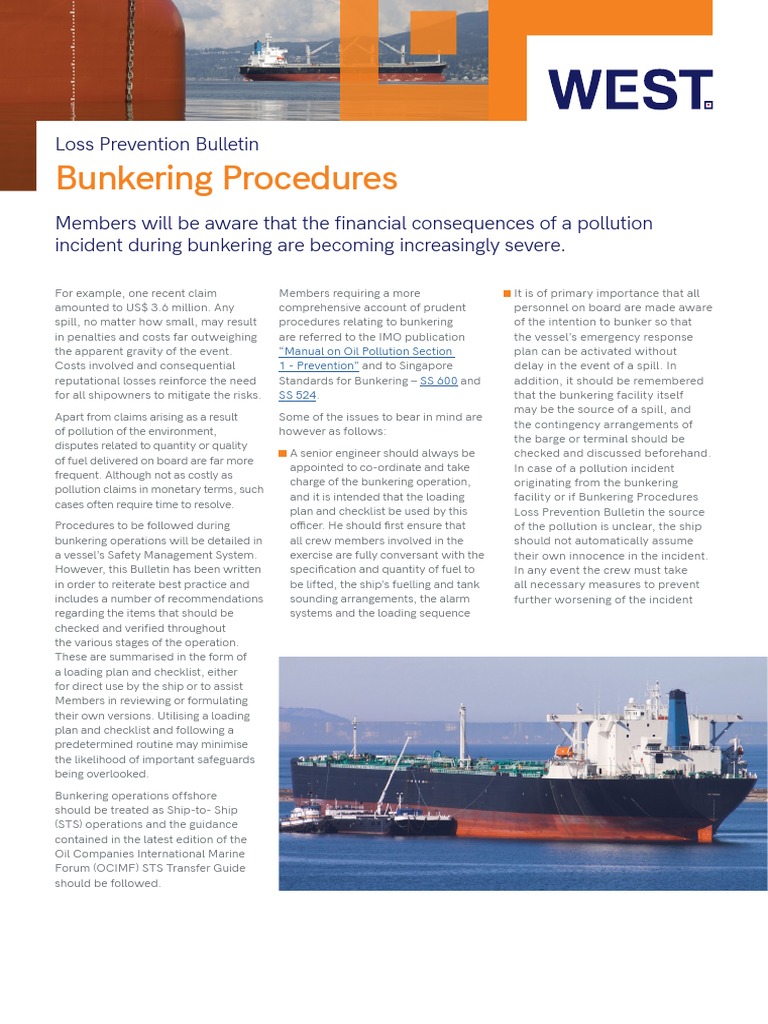 Loss Prevention Bulletins - Bunkering Procedures WEB | PDF | Fuel Oil ...