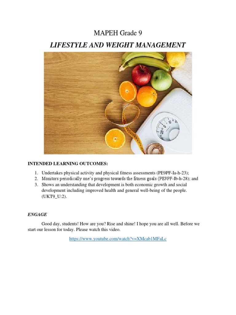 Pe Grade 9 Lifestyle and Weight Management ST LP | PDF | Physical ...
