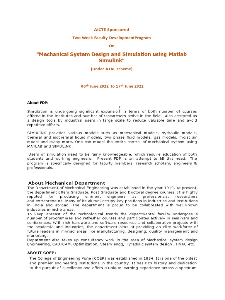 FDP Matlab Simulink Schedule | Download Free PDF | Engineering FDP Matlab Simulink Schedule | Download Free PDF | Engineering