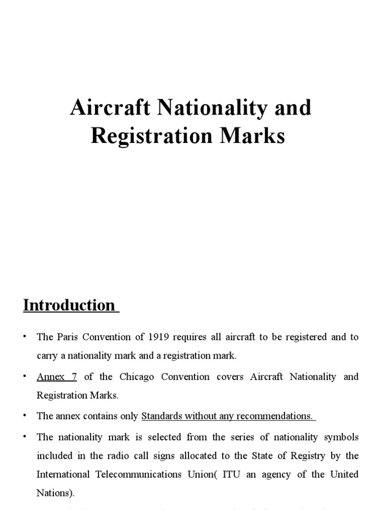 Aircraft Registration Requirements: An Overview of International ...