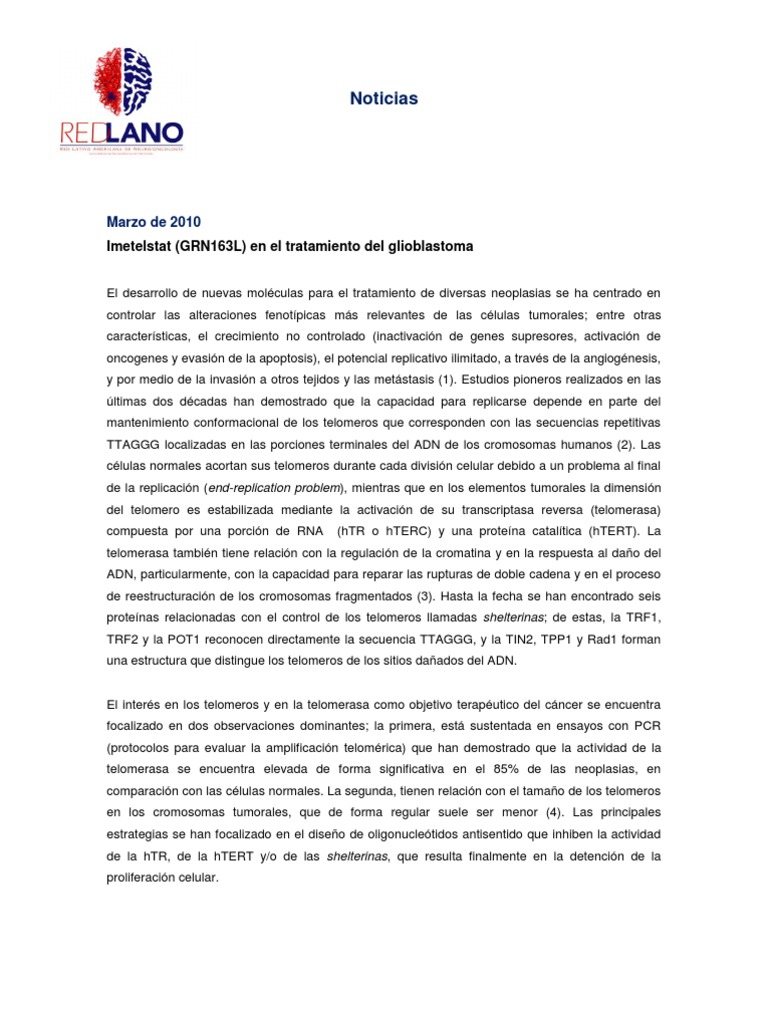 Imetelstat | PDF | Bioquímica | Química