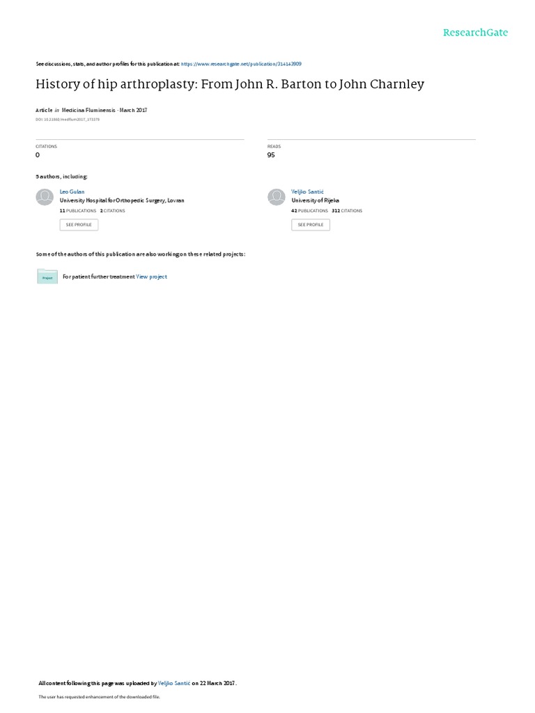 History of Hip Arthroplasty: From John R. Barton To John Charnley | PDF ...