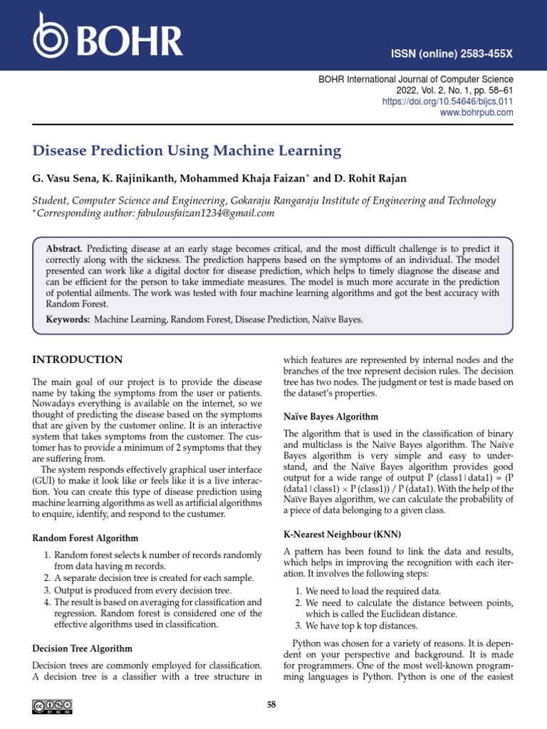Disease Prediction using Machine Learning | PDF | Machine Learning ...