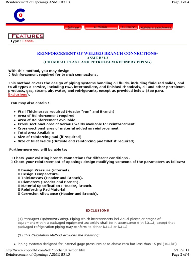 Reinforcement Pad Design for Piping | PDF | Pipe (Fluid Conveyance ...