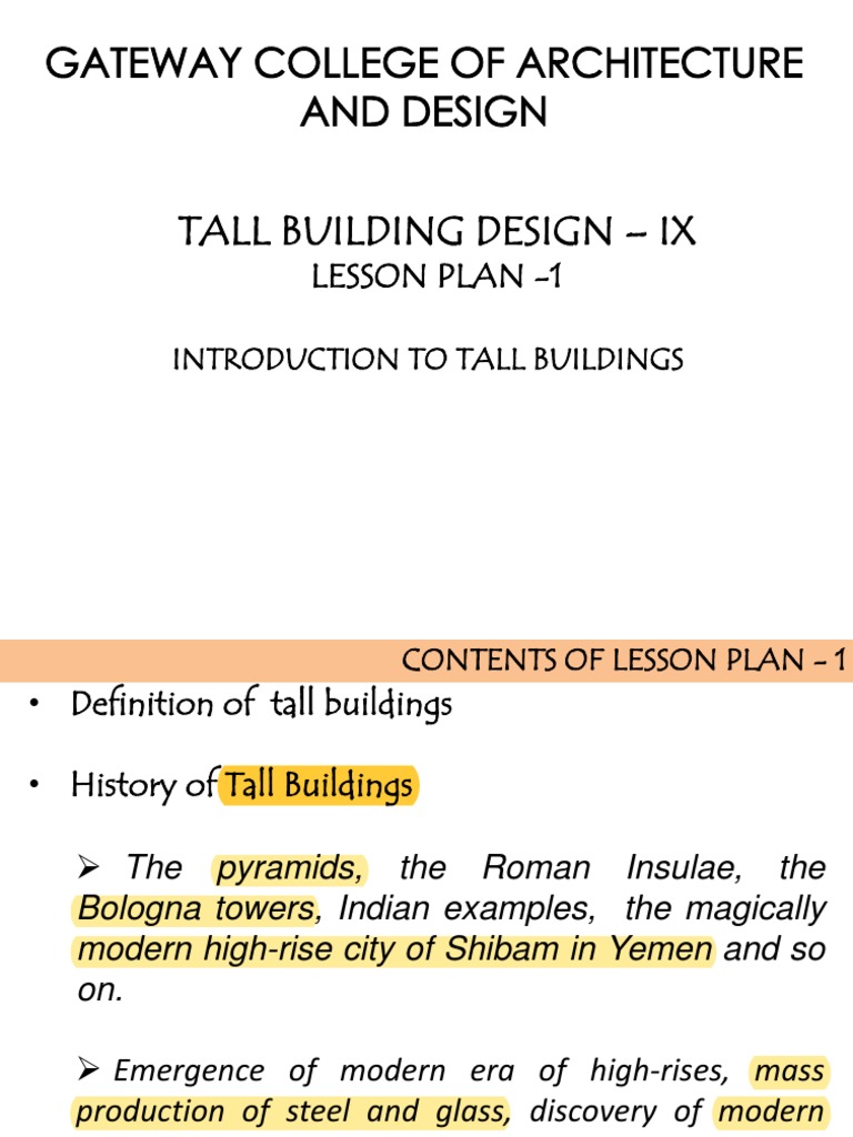 Gateway College of Architecture and Design: Lesson Plan - 1 | Download ...