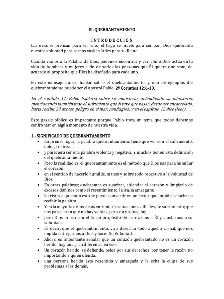 El Quebrantamiento: Clave Espiritual | PDF | Oración | Pablo el apóstol
