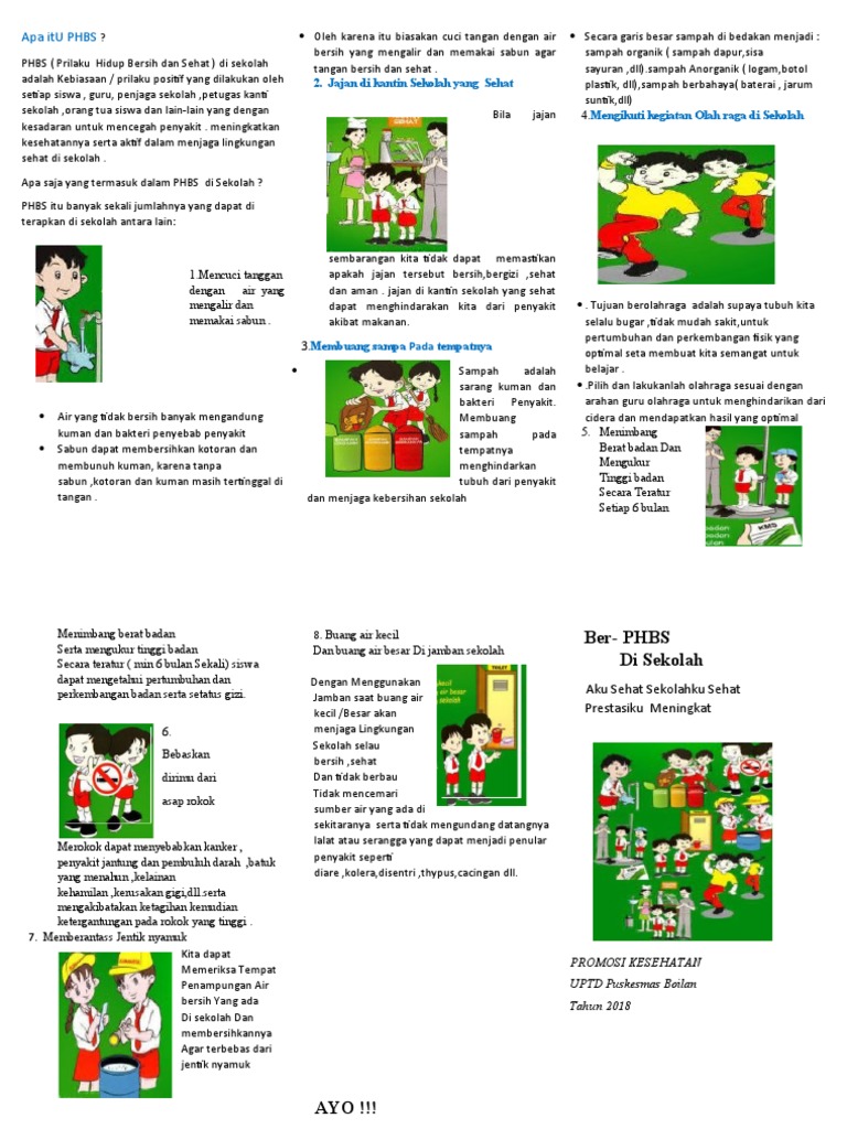 Leaflet PHBS Sekolah | PDF | Kesehatan Holistik