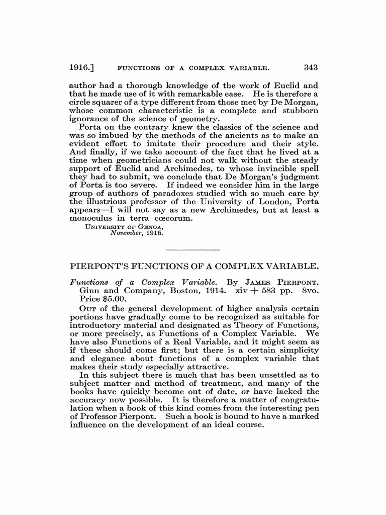 Functions of A Complex Variable. by | Descargar gratis PDF | Function ...