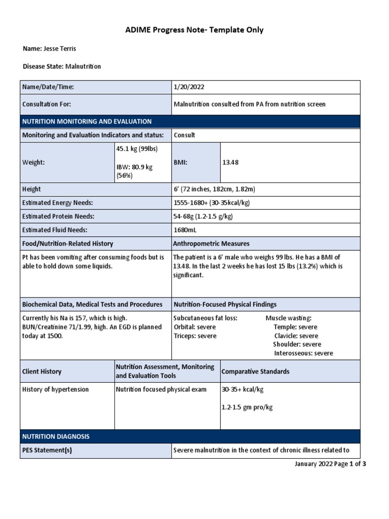 Malnutrition Case Study Pdf Weight Loss Malnutrition