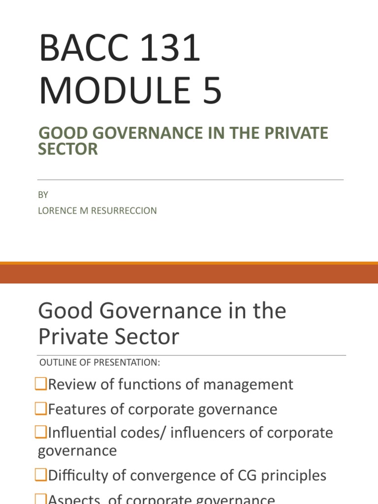 8 BACC 131 Module 5 (FINAL) | PDF | Corporate Governance | Governance