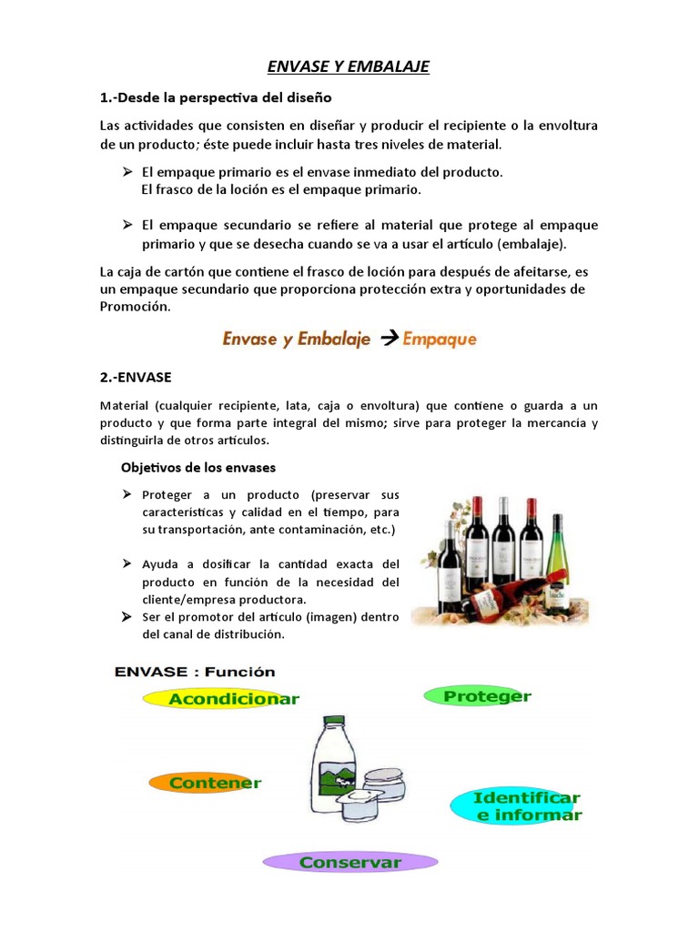 Funciones y Tipos de Envases y Embalajes | PDF | Producto (Negocio ...