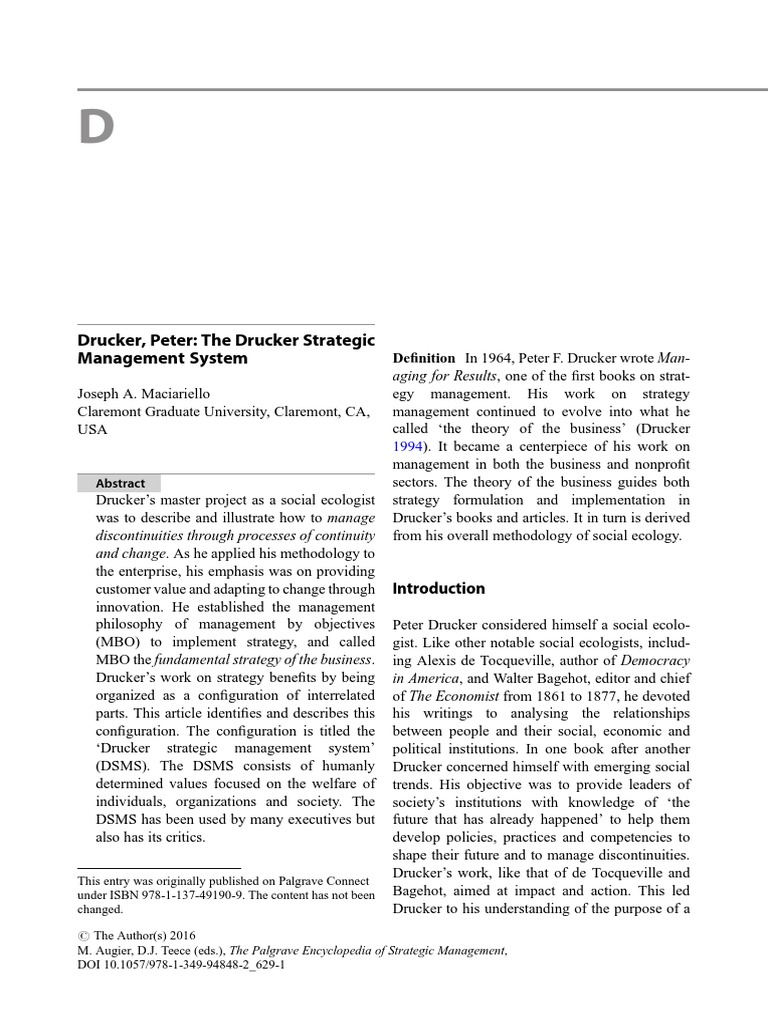 Drucker’s Strategic Management System | PDF | Strategic Management ...
