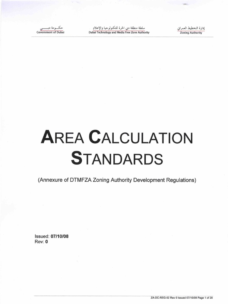ZA-DC-REG-02 Area Calculation Standards-Annexure of DTMFZA R | PDF ...