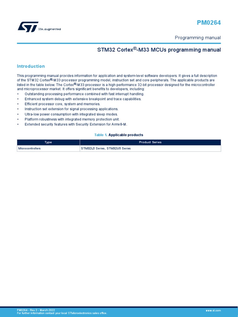 pm0264 stm32 Cortexm33 Mcus Programming Manual Stmicroelectronics | PDF ...