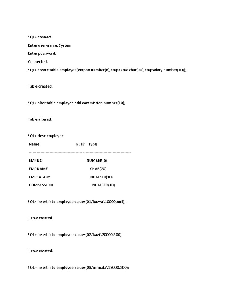 Creating Database Tables Inserting Data And Using Sequences In Oracle 0008