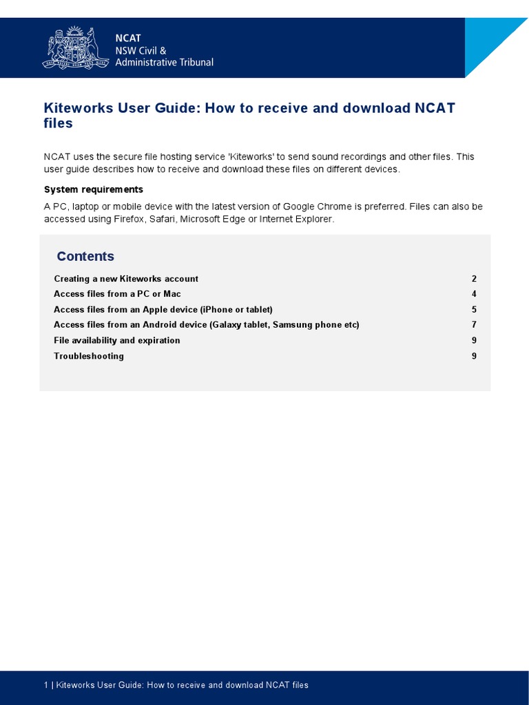 Kiteworks User Guide: How To Receive and Download NCAT Files | PDF ...