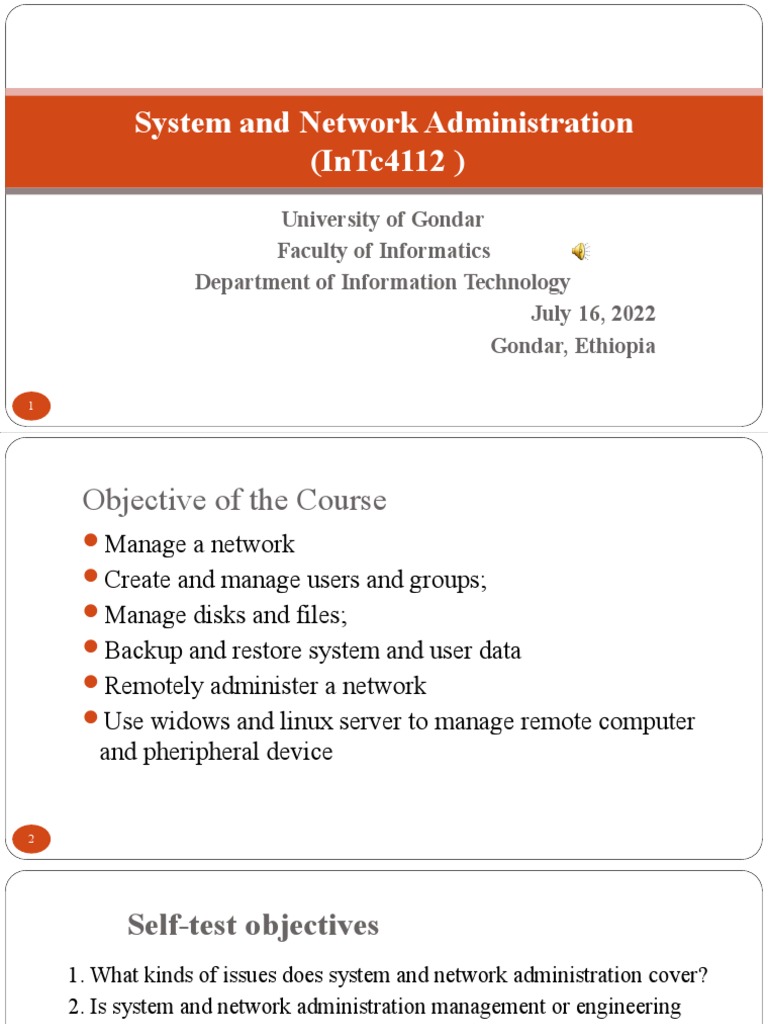 System and Network Administration (Intc4112) | PDF | Computer Network ...