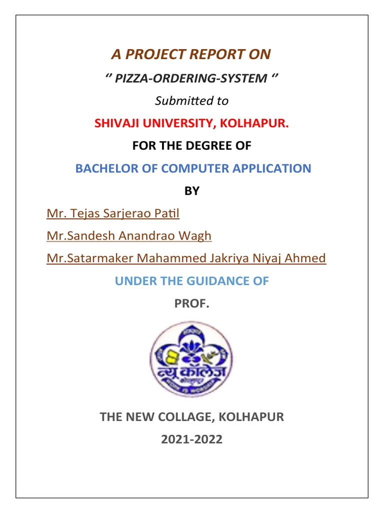 A Project Report On: ' Pizza-Ordering-System ' | PDF | Feasibility ...