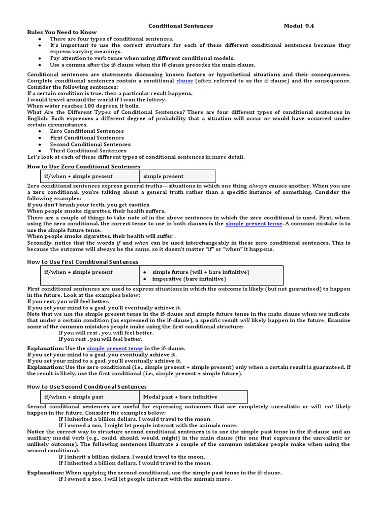 Conditional Sentences Modul 8 | PDF | Sentence (Linguistics) | Semantic Units