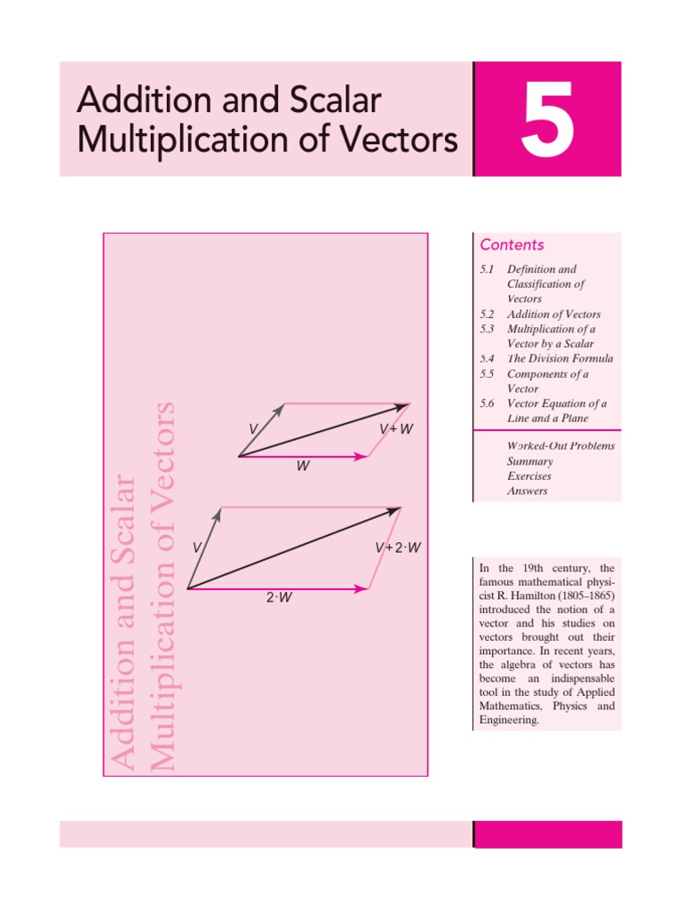 Addition And Scalar Multiplication Of Vectors Pdf Euclidean Vector Line Geometry