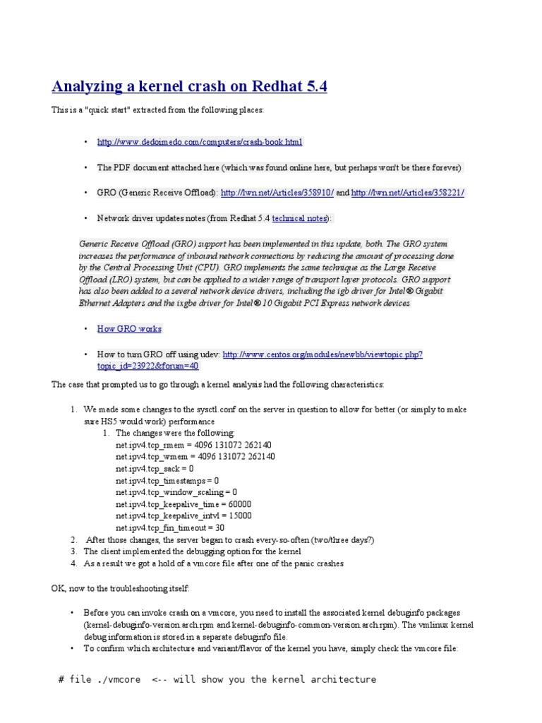 Analyzing Kernel Crash On Red Hat Pdf Network Interface Controller