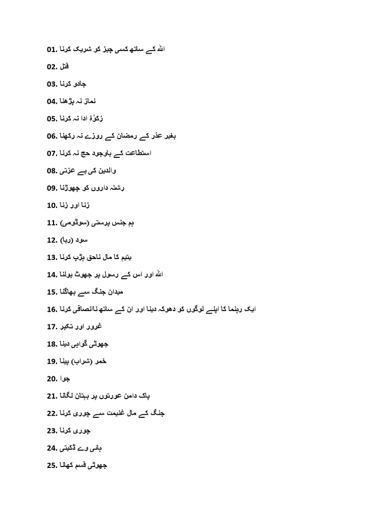 70 Kabira Gunah Urdu | PDF