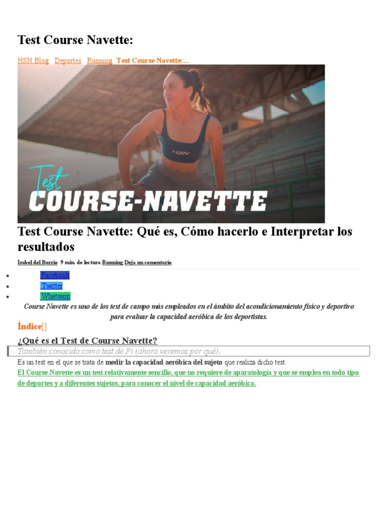 Guía del Test Course Navette | PDF | Ejercicio físico