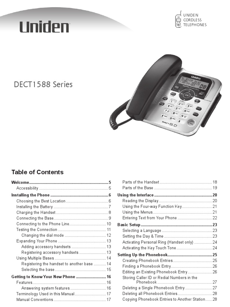 Uniden DECT 1588om | PDF | Telephone | Ac Power Plugs And Sockets