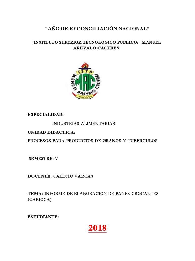 Proceso de Elaboración del Pan Carioca | PDF | Panes | Fermentación