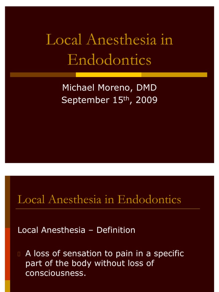 Local Anesthetics For Endodo | PDF | Anesthesia | Surgery