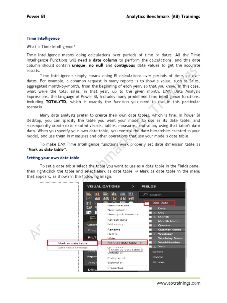 Power BI Time Intelligence and DAX Functions | PDF | Data Analysis ...