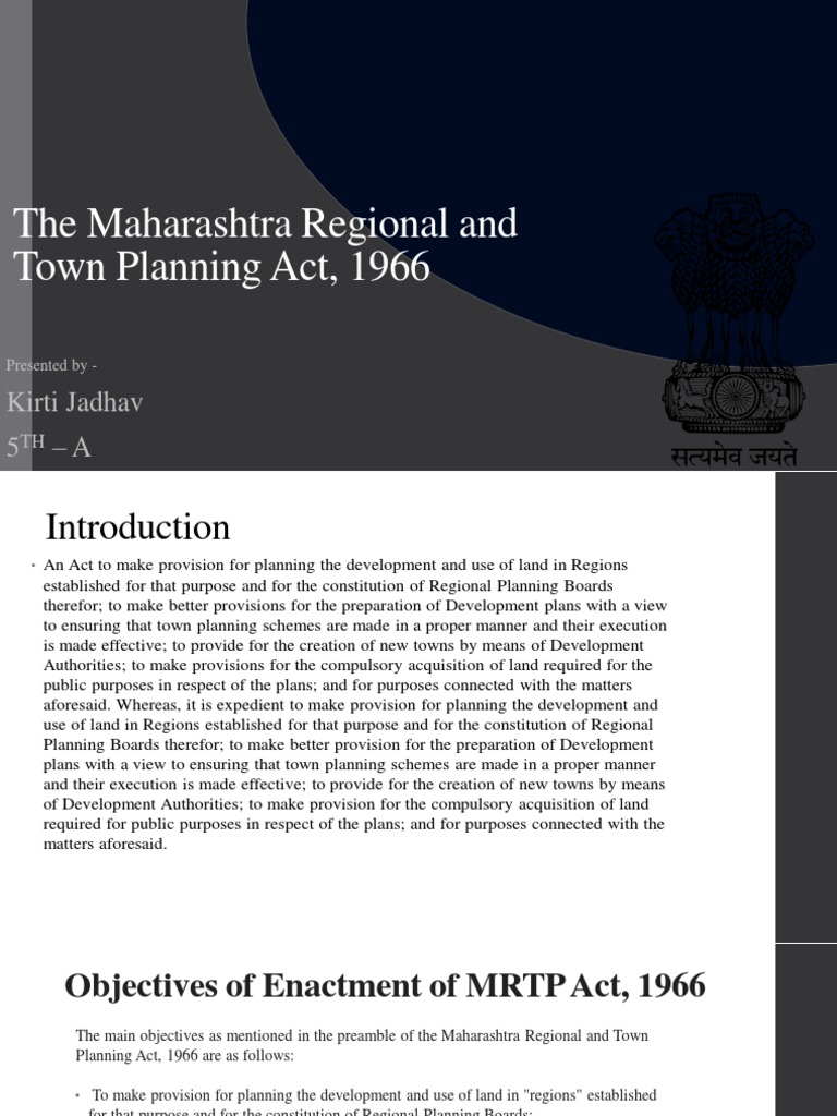 Maharashtra Town Planning Act Overview | PDF | Geographic Information ...