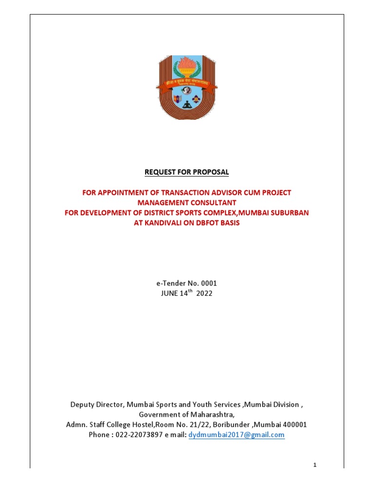 Tender Document | PDF | Request For Proposal | Business