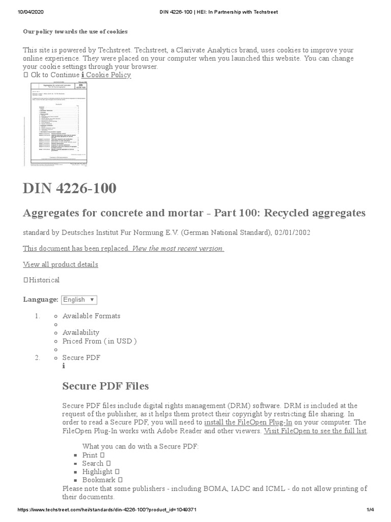 DIN 4226-100 - Aggregates For Concrete and Mortar - Part 100 - Recycled ...