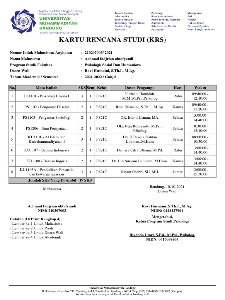 Kartu Rencana Studi (KRS) | PDF