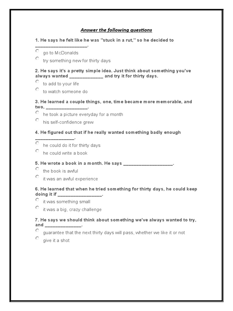 Trying Something New in 30 Days | PDF