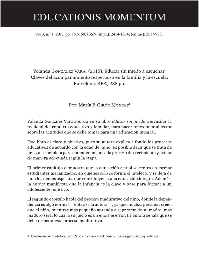 Sinopsis Educar Sin Miedo A Escuchar | PDF