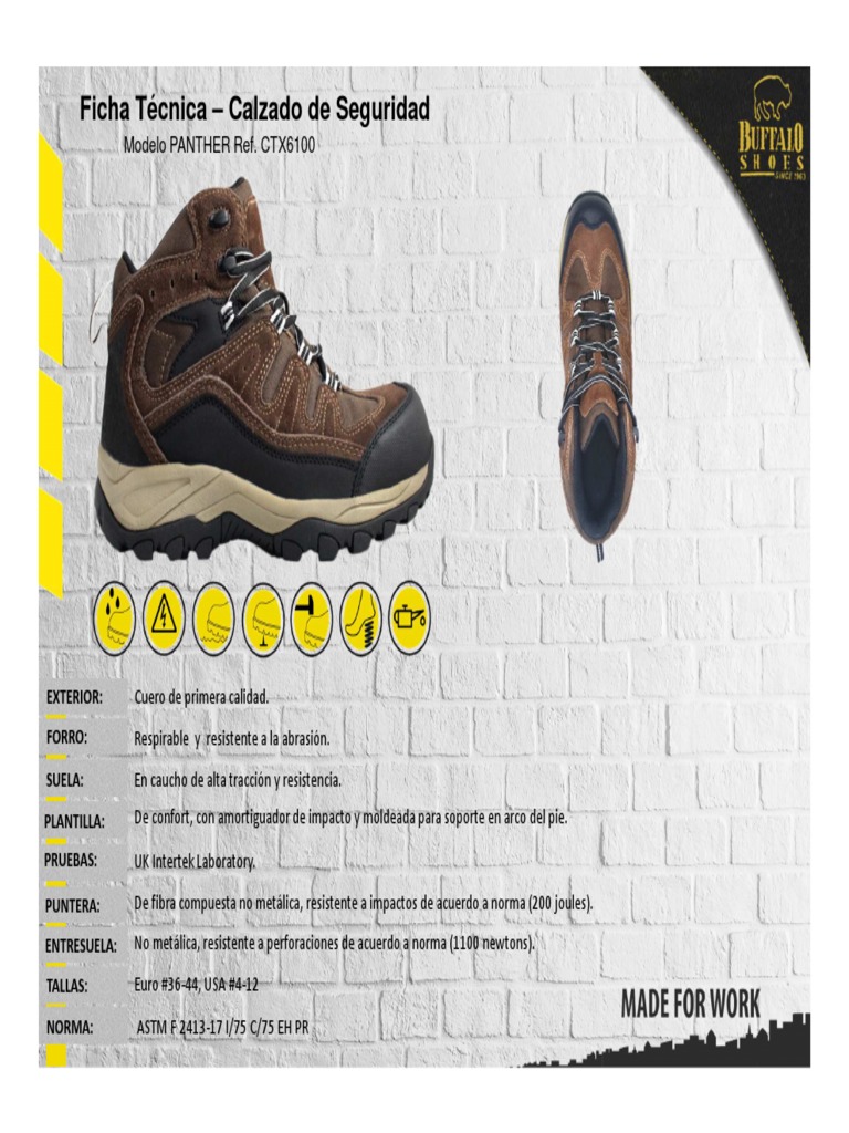 Ficha Tecnica - Calzado de Seguridad | PDF