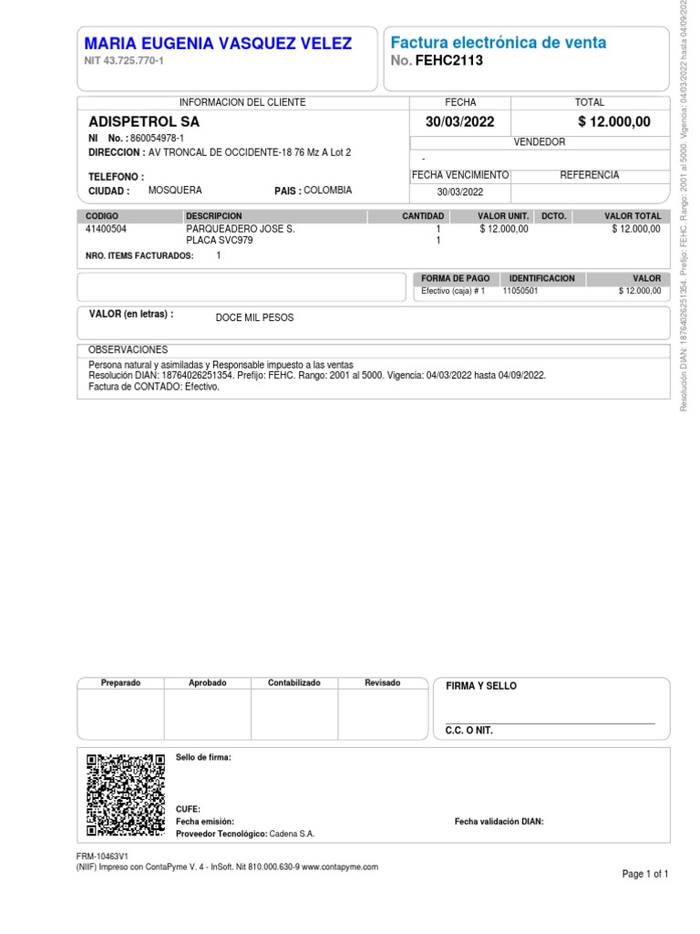 Recibo de Parqueadero La Felisa | PDF | Industrias de servicio | Pagos