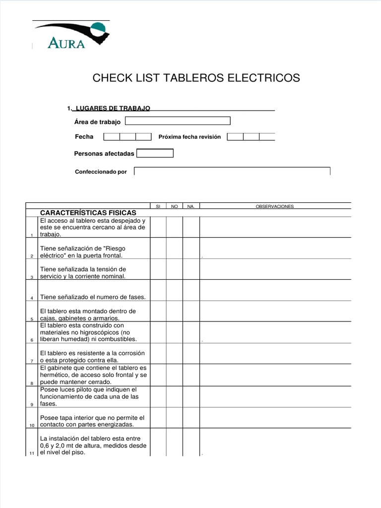 Dokumen - Tips - Check List Tableros Electricos | PDF | Corriente ...