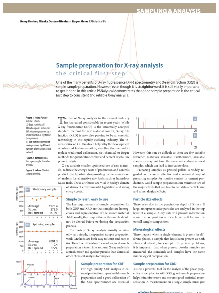 Sample Preparation For X-Ray Analysis | PDF | X Ray Crystallography ...
