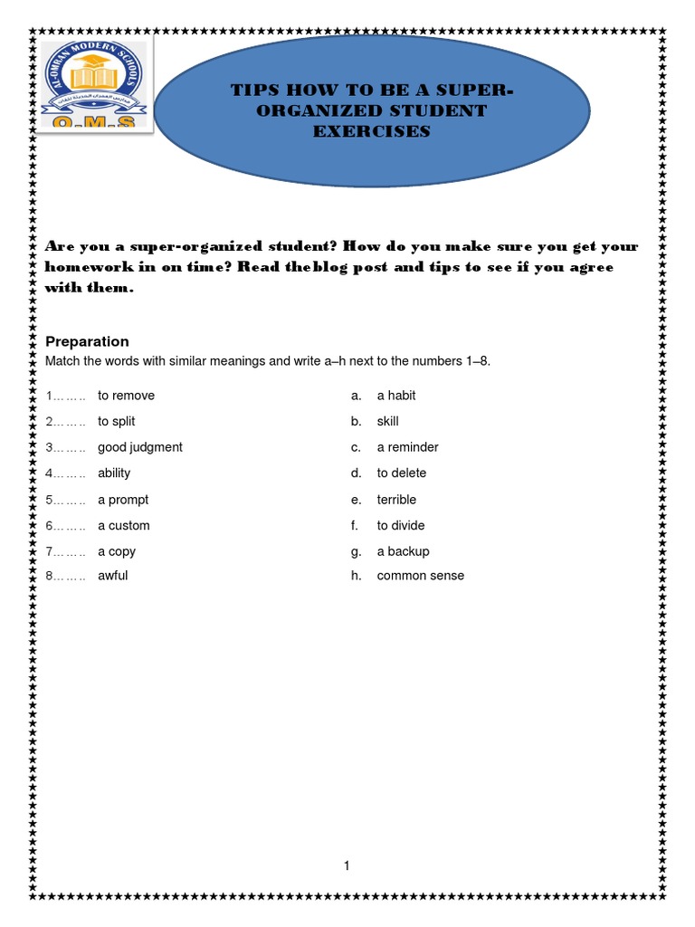 Tips For Being A Super-Organised Student - Exercises | PDF | Cognition ...