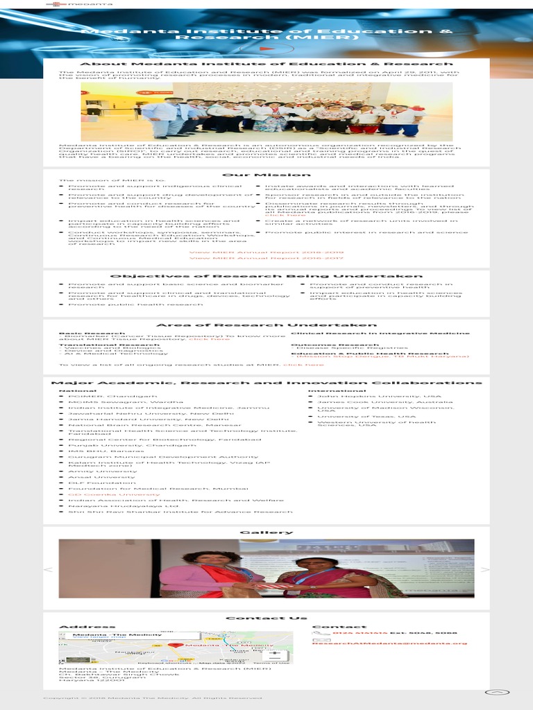 About Medanta Institute of Education & Research | PDF | Science | Medical Education