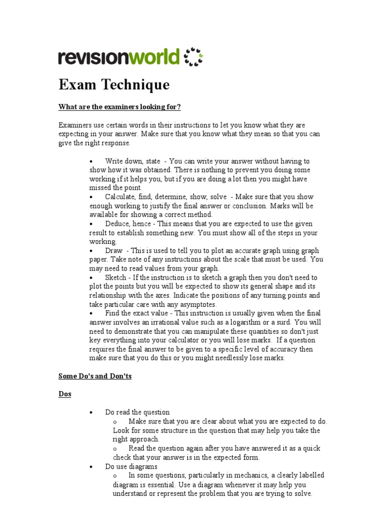 Exam Technique: What Are The Examiners Looking For? | PDF | Logic ...